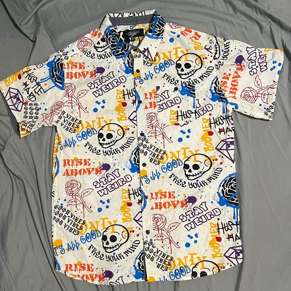 Eighty Eight | Shirts & Tops | Eighty Eight Graffiti Good Vibes Button ...